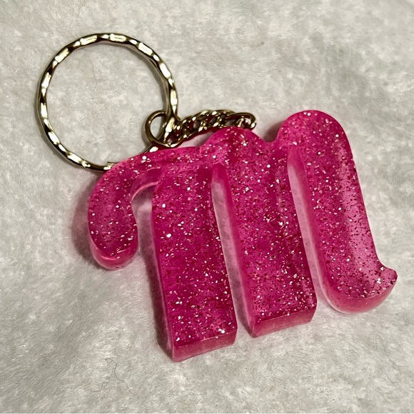 Accessories | Bubblegum Pink Glitter Initial Keychain M | Poshmark